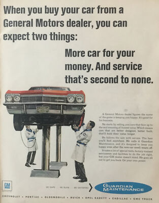 1967 General Motors Guardian Maintenance Print Ad WALL DECOR Mechanics ...