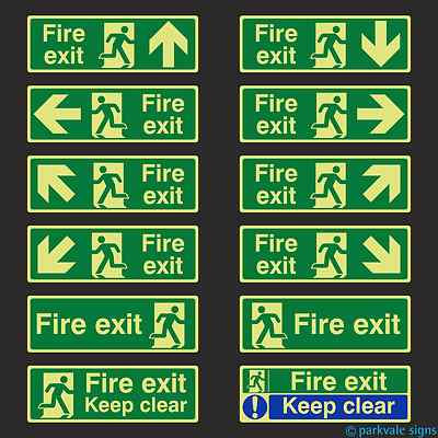 Photoluminescent British Standard Fire Exit Signs (300mmx100mm) - FREE ...