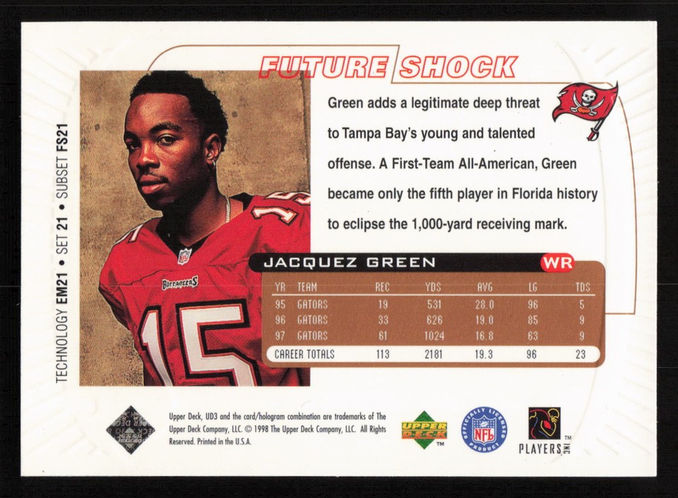 1998 Upper Deck UD3 #21 Jacquez Green Bronze Future Shock Card TCCCX | eBay