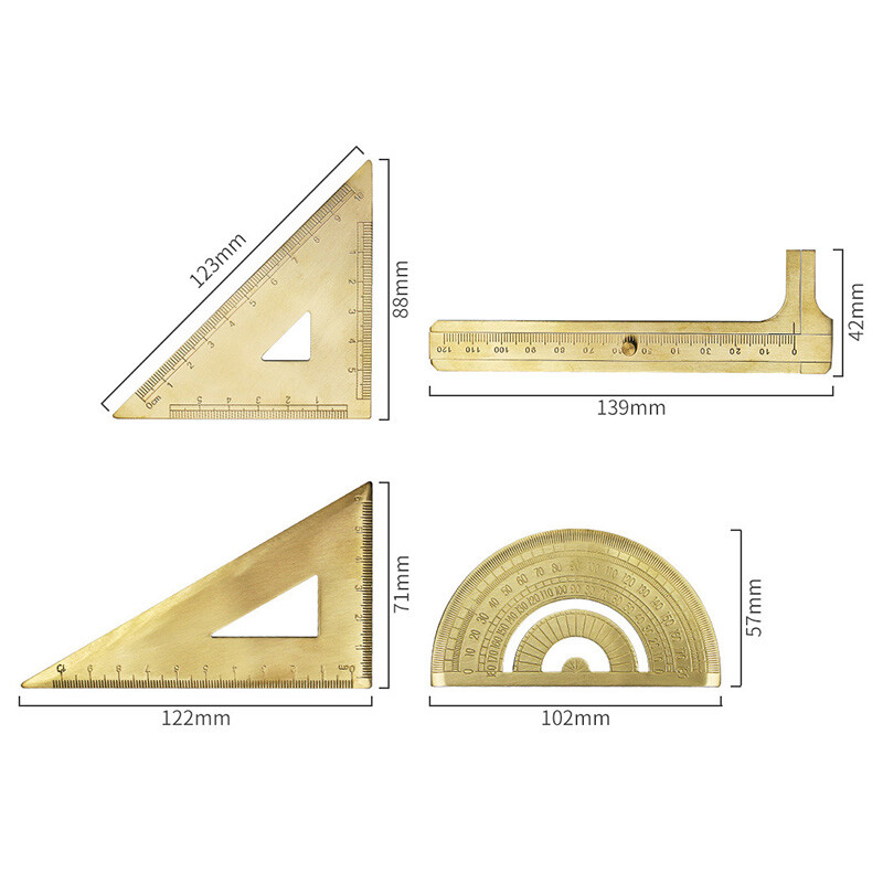 Vintage Brass Ruler DIY Template Protractor Drawing Sliding Gauge ...