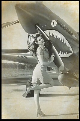 flying tigers usa woman near propeller WW2 Photo Glossy 4*6 in Y010 | eBay
