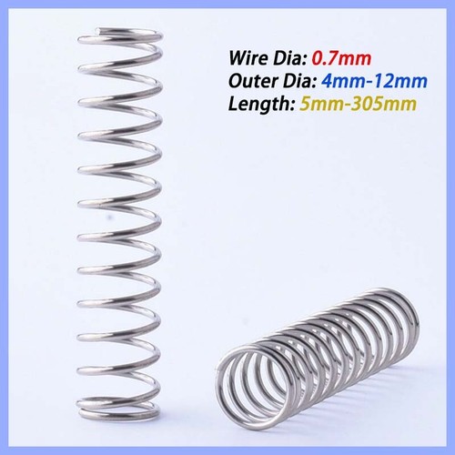 10Pcs Compression Spring Stainles Steel 0.7mm Wire Dia Small Pressure ...