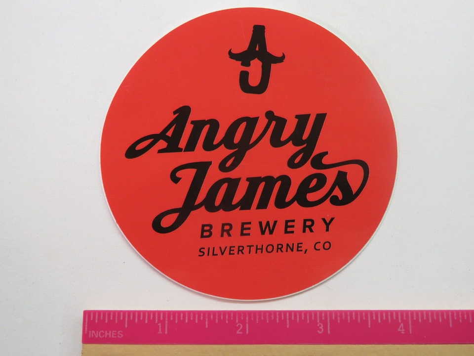 BEER STICKER ~ ANGRY JAMES Brewery ~ Silverthorne, COLORADO Breweriana ...