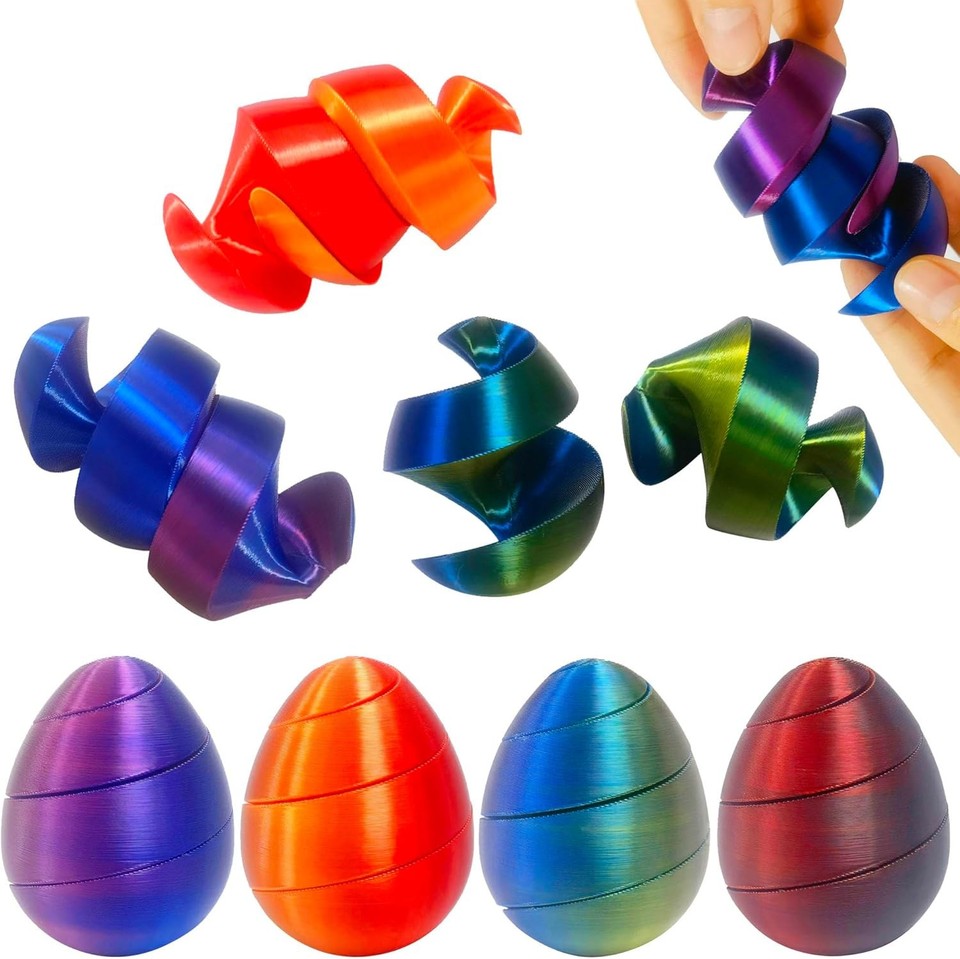 4 Pcs 3D Printed Spiral Egg Fidget Toy Pass Through Stress Relief Desk ...