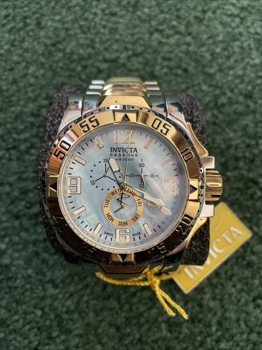 Invicta Reserve Excursion Chrono Blue MOP Dial Two Tone Swiss Mens Watch 15333 | eBay