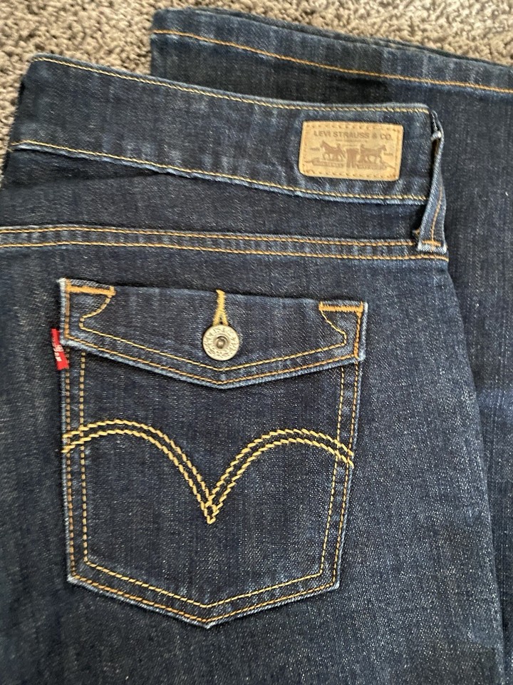 Levis Jeans 8 Slender Boot Cut 526 Dark Blue Stretch Denim 8M Medium | eBay