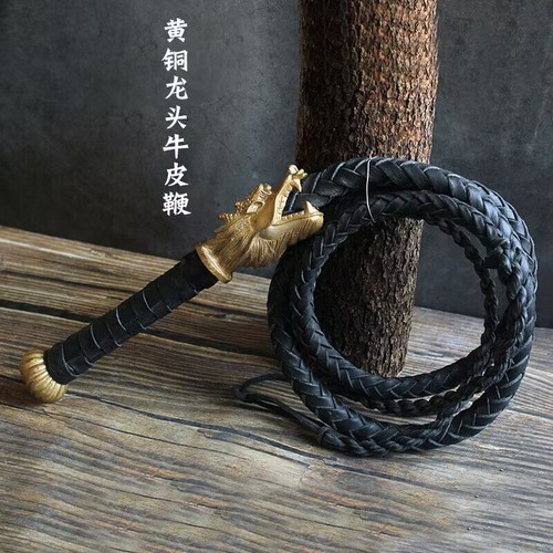 New Handmade Bronze Dragon Head leather Whip Horse Bull Whip Cowboy ...