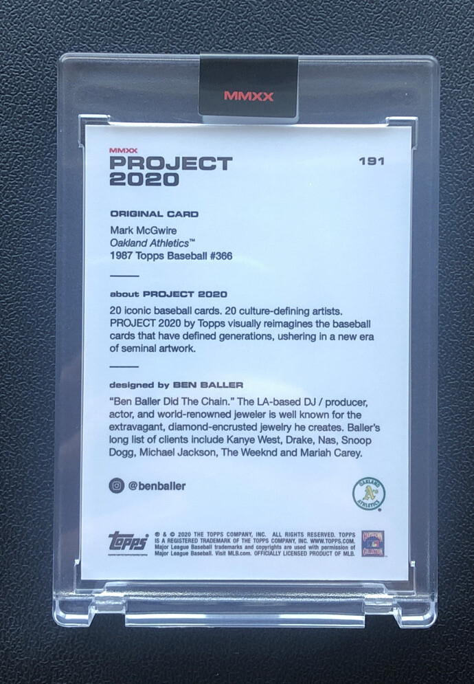 2020 Topps Project 2020 - 1987 Topps Mark McGwire #191 Ben Baller /9758 ...