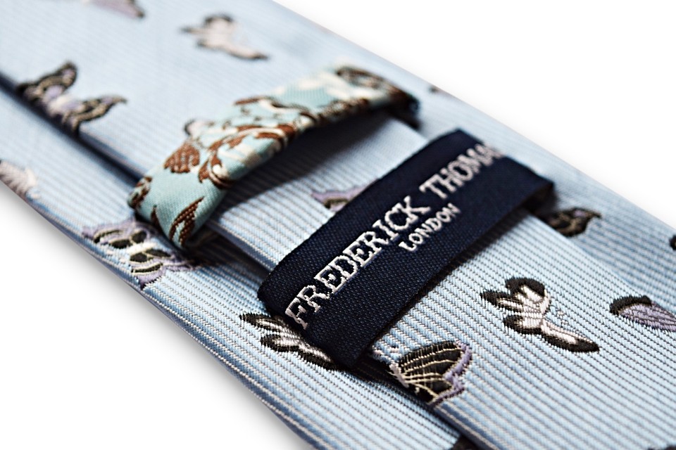 Frederick Thomas Designer Mens Tie - Light Baby Blue - Silver Grey ...