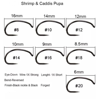 BARBLESS BLACK NICKEL HEAVYWEIGHT BUZZER/CADDIS/SHRIMP/GRUB HOOKS - FLY ...