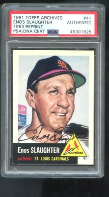 1991 Topps Archives 1953 #41 Enos Slaughter Autograph Auto PSA/DNA ...