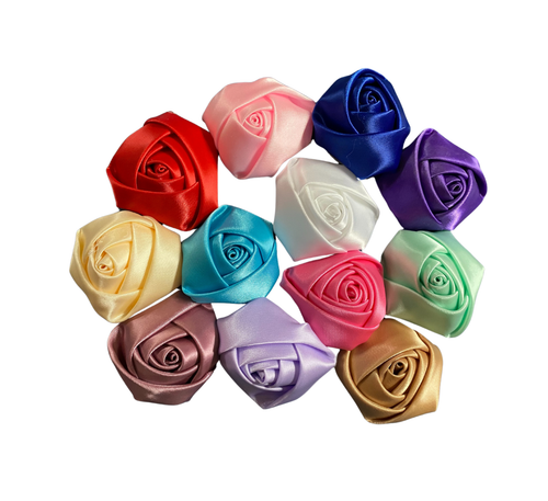 10pcs. Satin Rolled Rosette Flowers-1.5"-for crafts, embellishments ...