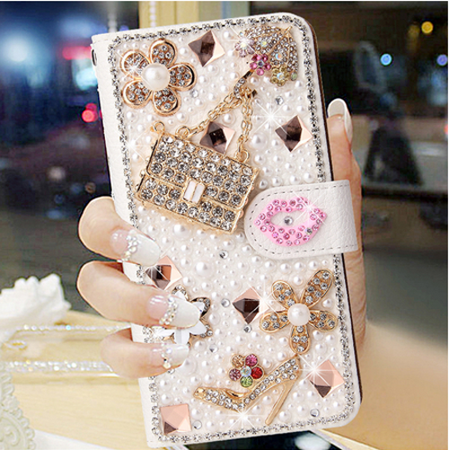 Rose Bling Glitter Leather Rhinestone Wallet Women Case Card Diamond ...