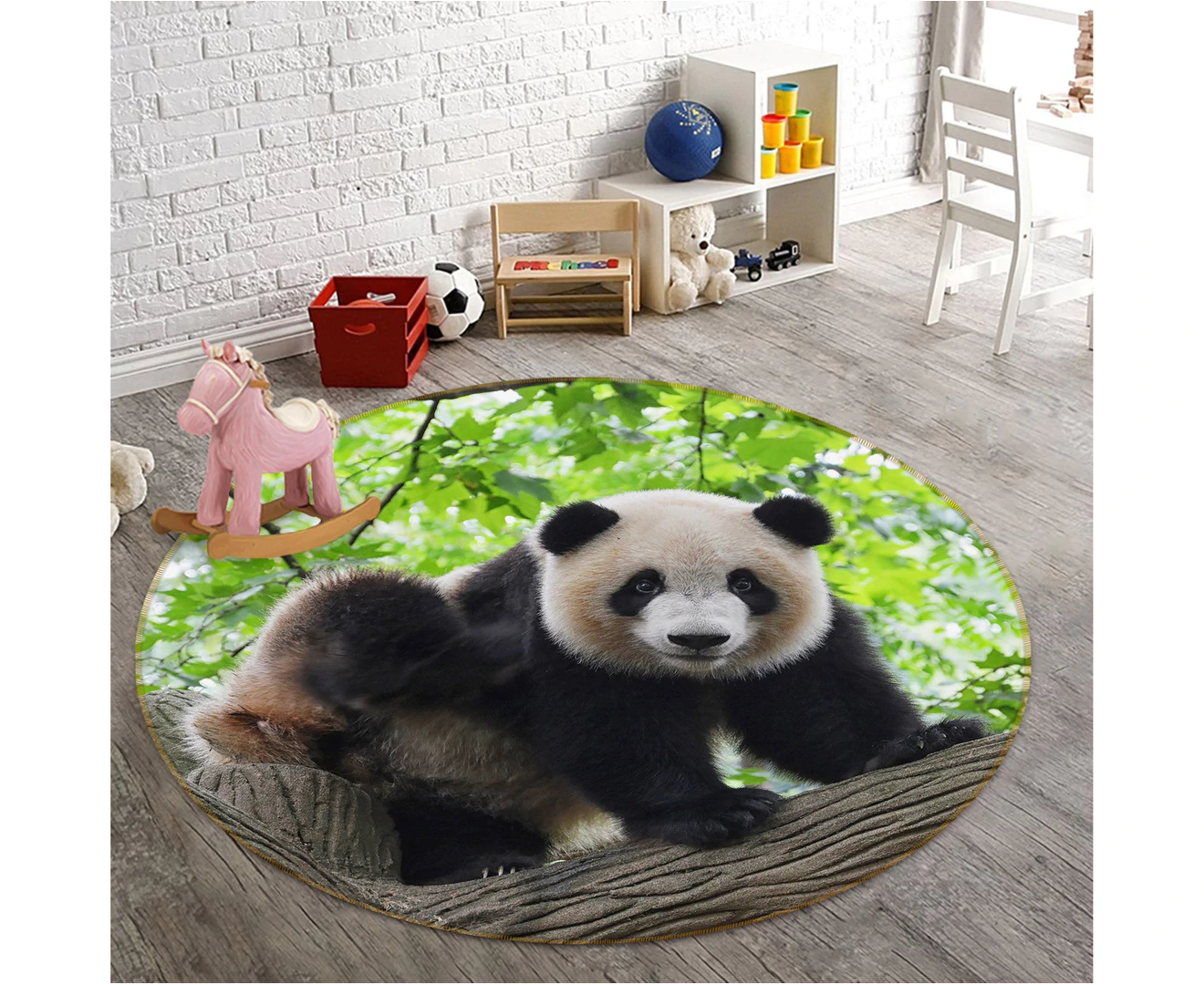 3D Panda 82031 Animal round Game Non Slip Rug Mat Photo Carpet Size ...