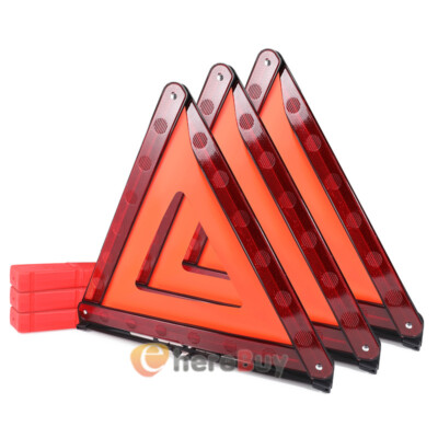 3X Reflective Warning Triangles Emergency Kit For Car Safety Security ...