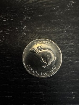 RARE 1967 Canada Rabbit Nickel 100 Years Birth Of Canada 5 Cent Coin ...