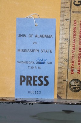 1981 University of Alabama Basketball Press Pass Ticket Mississippi ...