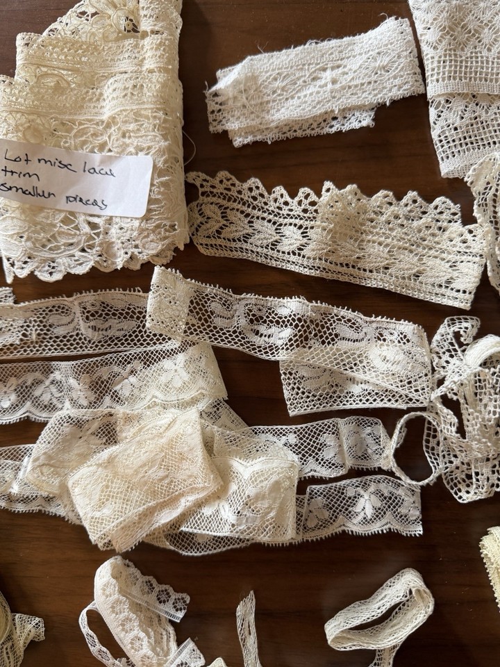 Vintage Antique Lace Trims & Remnants Lot of 48 Needle, Crochet, Filet ...