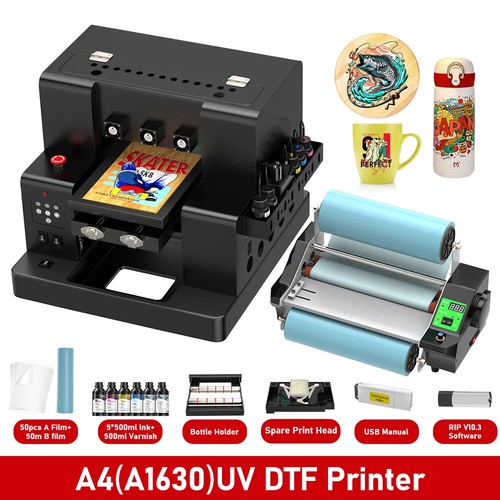 A4 UV Printer UV Flatbed Printer With Varnish Transfer Film/Laminating Machine | eBay