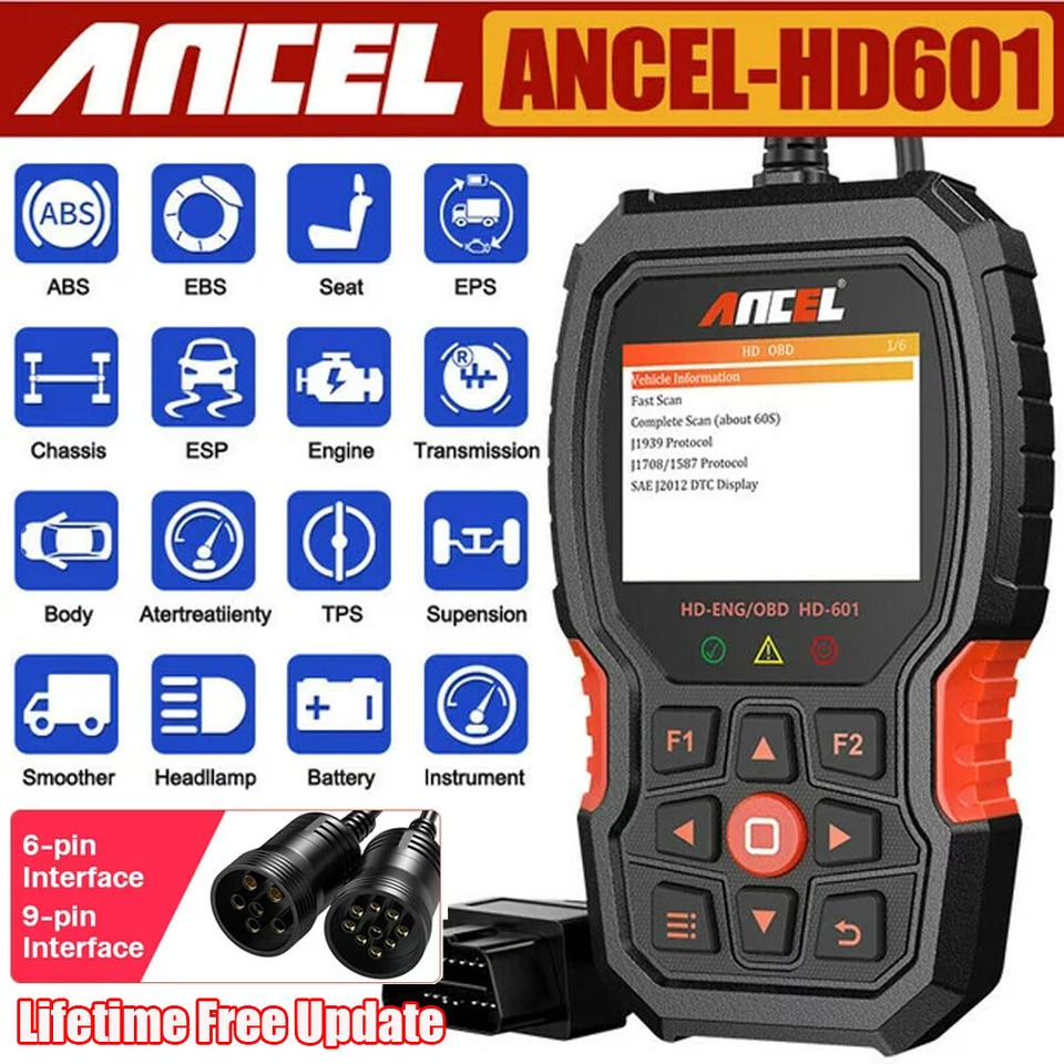 ANCEL Heavy Duty Truck Scanner HD601 PRO All System Diesel Diagnostic ...
