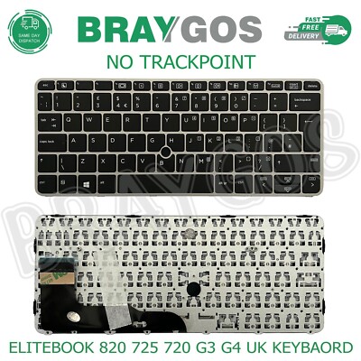 For HP EliteBook 820 G3 G4 720 725 G3 G4 UK Laptop Keyboard 813302-031 ...