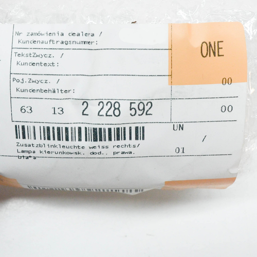 NEW BMW 3 E46 FRONT RIGHT WHITE TURN INDICATOR LAMP 63132228592 2228592 ...