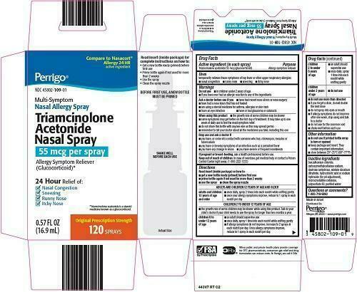 Triamcinolone Acetonide Allergy Nasal Spray 55mcg Perrigo 120 Sprays ...