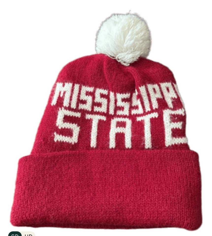 Vintage MSU Mississippi State NCAA College Beanie Pom Pom Football Game ...