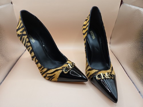 Michael Kors Shoes Womens 10M Tiger Print Calf Hair Patent Pumps Heels ...