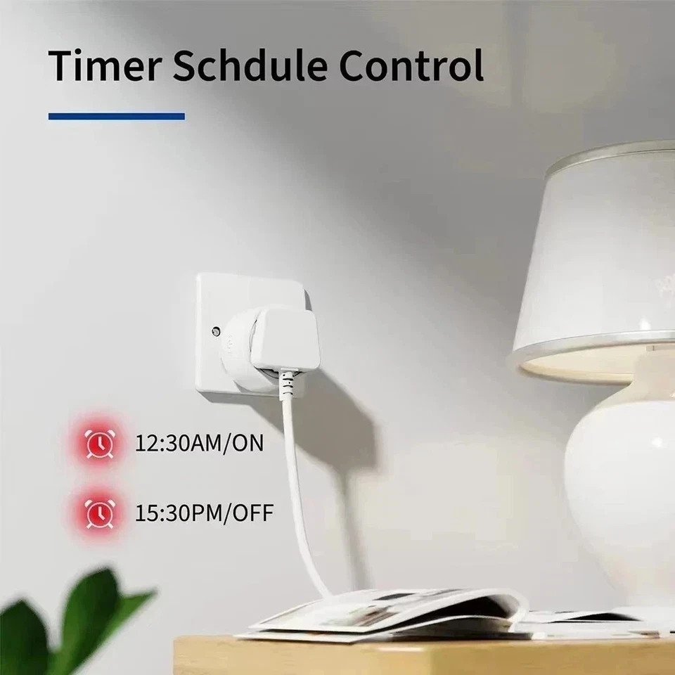 20A Tuya Smart WiFi Plug Power Monitor Alexa Google Home UK Socket ...