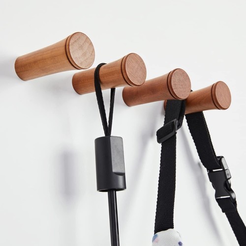 Perchero Con Ganchos De Pared, Perchero De Madera Montado En La Pared ...