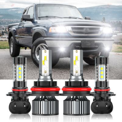 For Mazda B3000 B4000 2000-2008 4pc LED Headlight High/Low + Fog Light ...