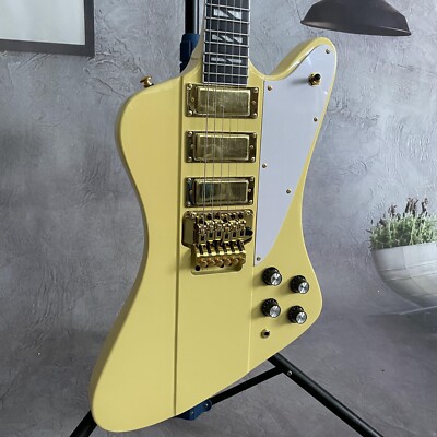 Unbranded Cream Yellow Solid Body Firebird Electric Guitar Floyd Rose ...