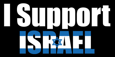 3x6 inch BLACK I Support Israel Sticker (flag pro israel gaza bumper ...
