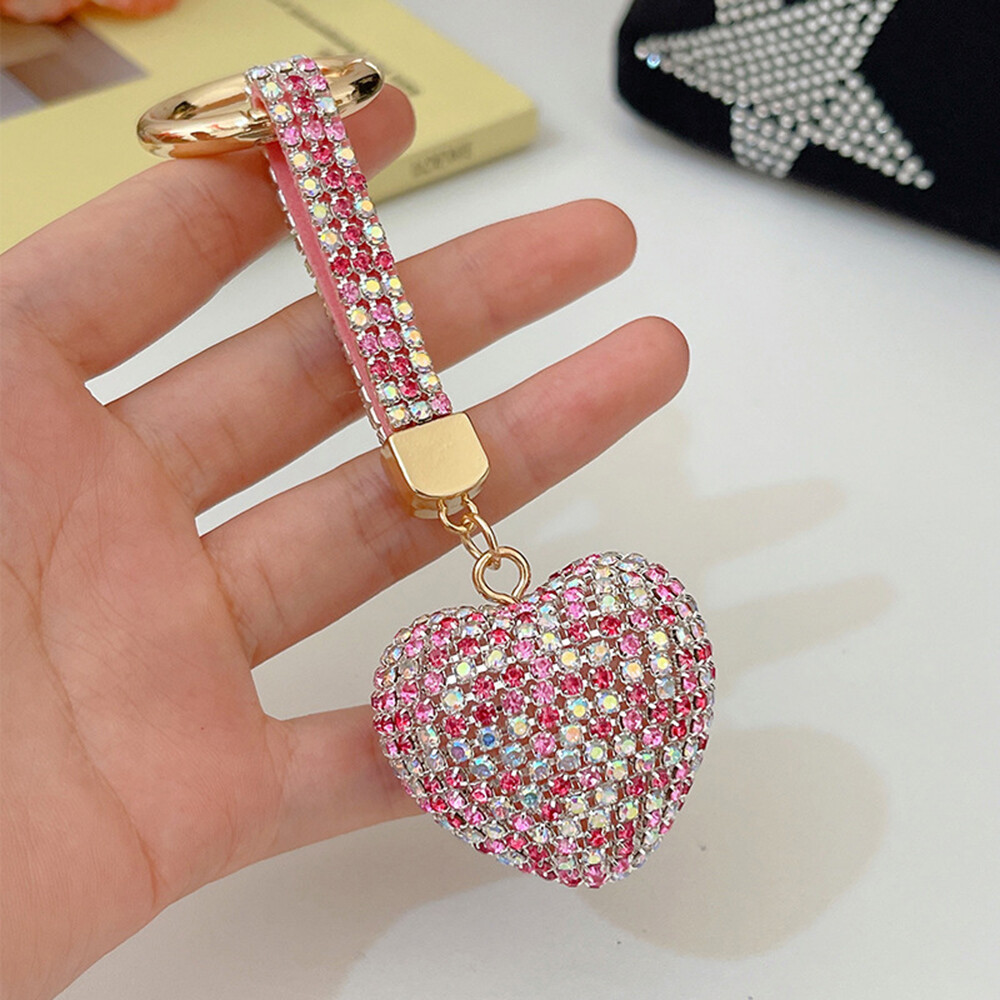 Rhinestone Heart Keychain Key Ring Bag Pendant Car Hanging Jewelry ...