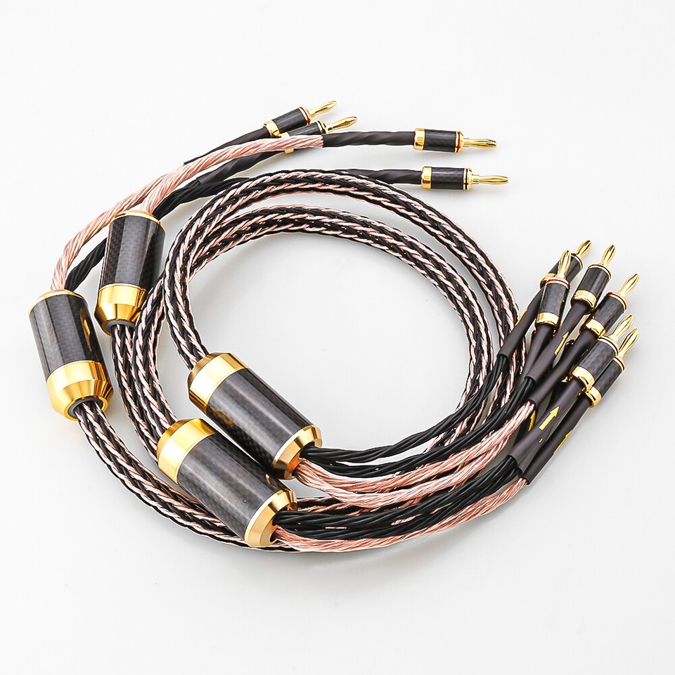 24 strand 7N OCC Bi-wire HIFI Speaker Cable Audio Bi Wiring Cables ...