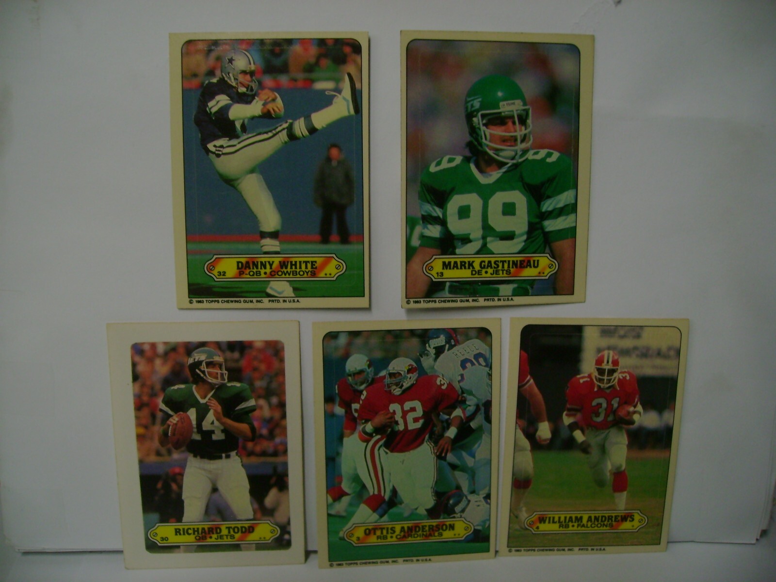 1983 TOPPS FOOTBALL STICKERS EX+ LOT A GASTINEAU ANDERSON ANDREWS TODD ...