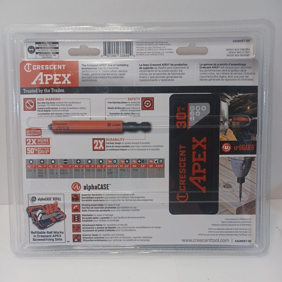 Crescent Apex u-GUARD 30-Piece 1/4-in Impact Driver Bit Set | eBay