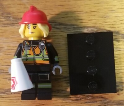 Lego Series 19 Female Fire fighter Collectible Minifigure minifig CMF ...