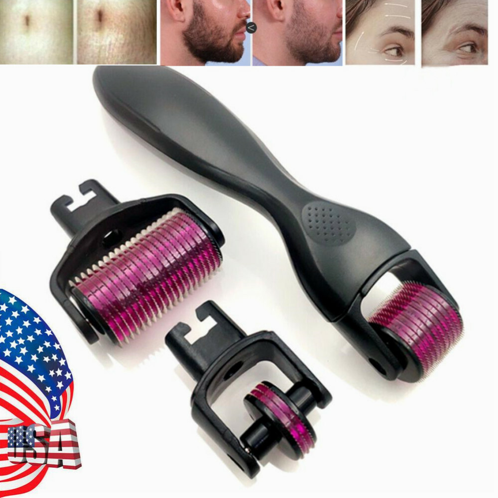 Derma Roller Titanium needles 3 in 1 set, Acne Scars Beard Hair ...