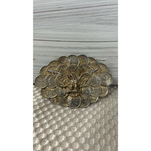 Vintage Gold one Belt Buckle Eagle and Coins Large 4" 1873 Faux Coins ...
