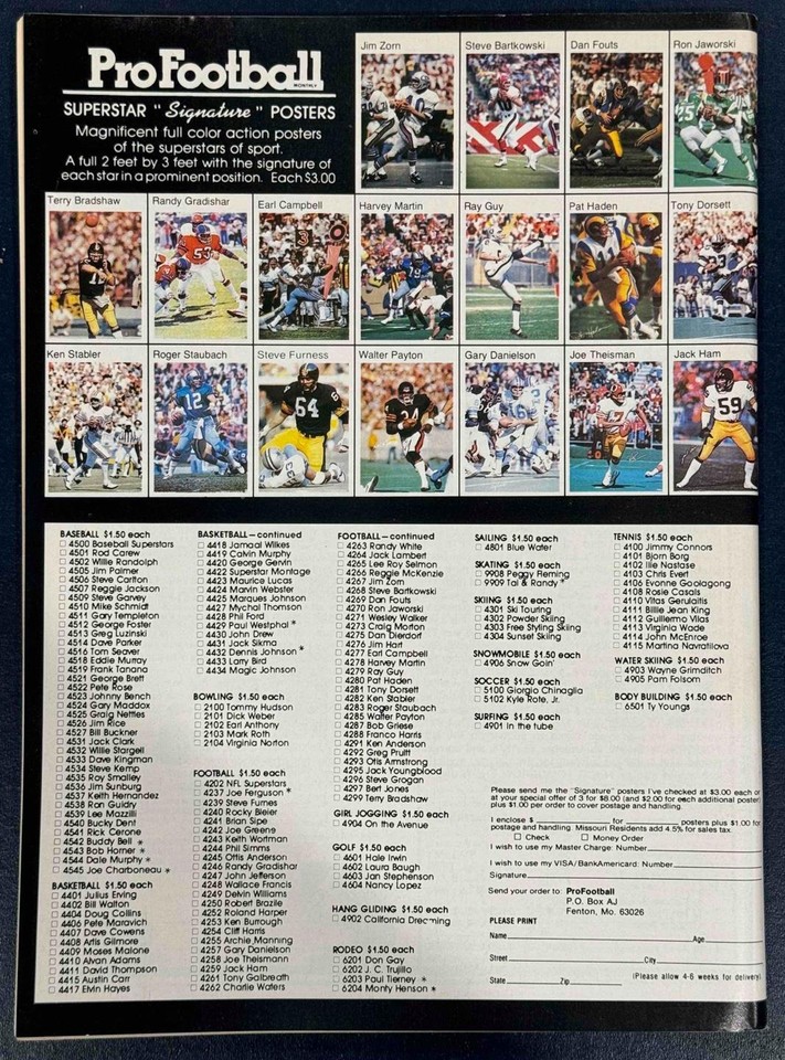 1982 DANNY SHERIDAN PRO FOOTBALL MAGAZINE JOE MONTANA SAN FRANCISCO ...