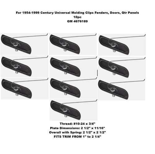 For 1954-1999 Century Universal Molding Clips Fenders, Doors, Qtr ...