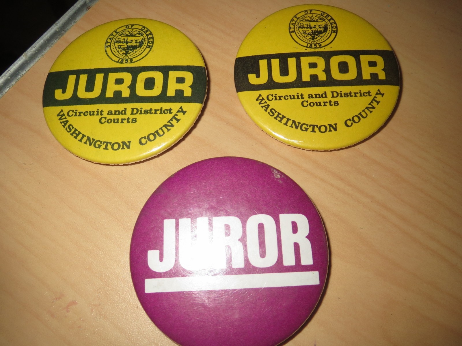 3 Juror Washington County District Courts Oregon Button Badge Pin ...