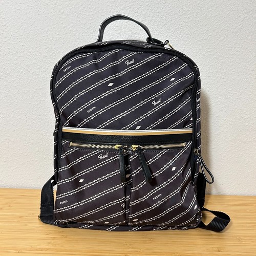 Fossil Tess Laptop Backpack Black PVC Viraloff Faux Leather | eBay