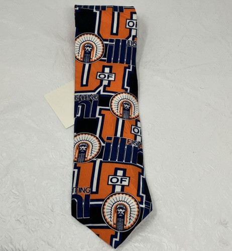 NWT University Of Illinois Fighting Illini Chief Silk Tie UIUC Orange ...