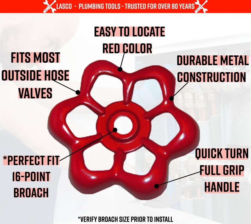 01-5105 Metal Outside Faucet Hose Bibb Round Wheel Handle, 16 Point ...