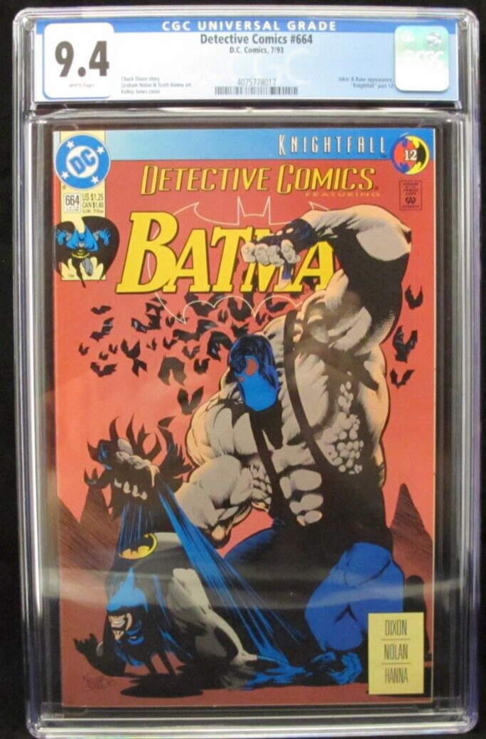Detective Comics #664 Batman Bane Joker Knightfall part 12 CGC 9.4 Near ...