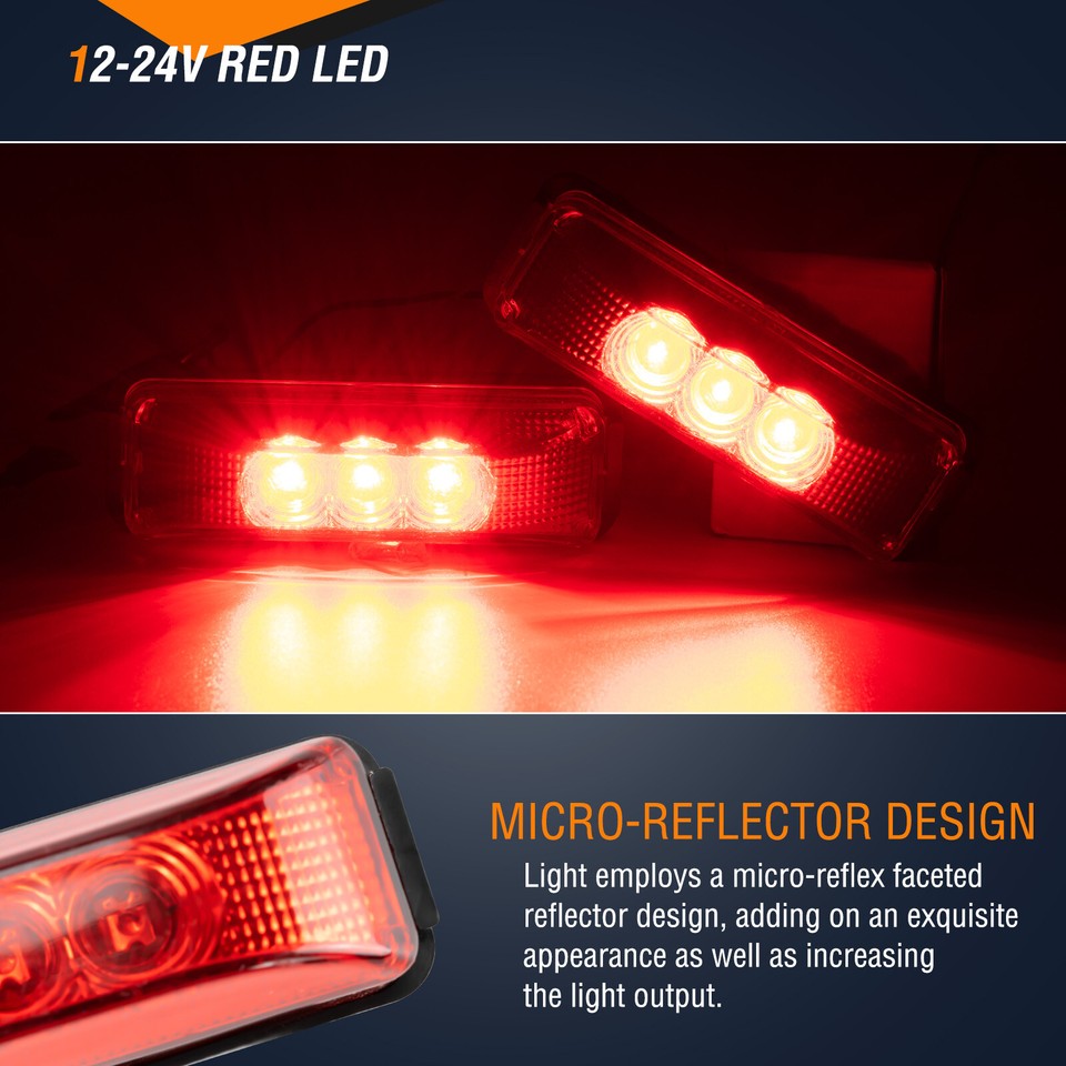 Amber Red Side Marker Lights RV Bus Truck Trailer Clearance Light ...