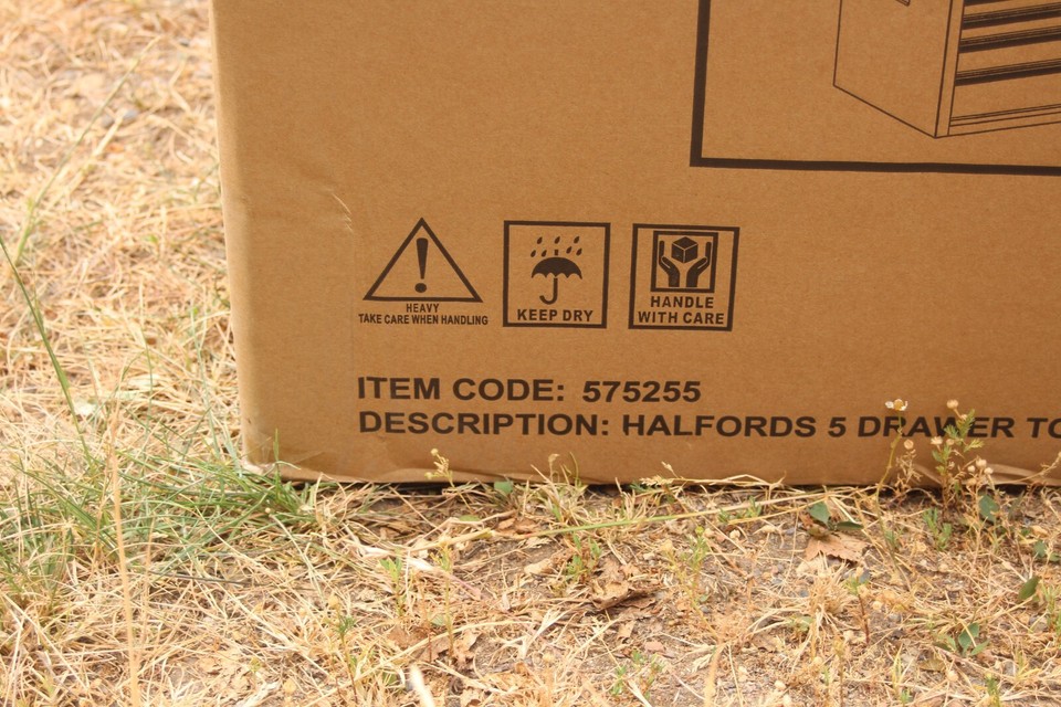 New Halfords 5 Five Drawer Tool Box Top Chest in Black 575255 66.1x48 ...